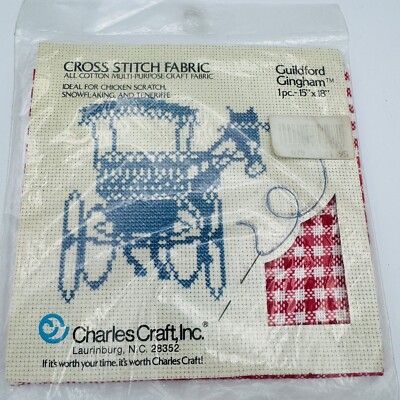 Charles Craft Cross Stitch Fabric 15"x18" Red Gingham Guildford | eBay