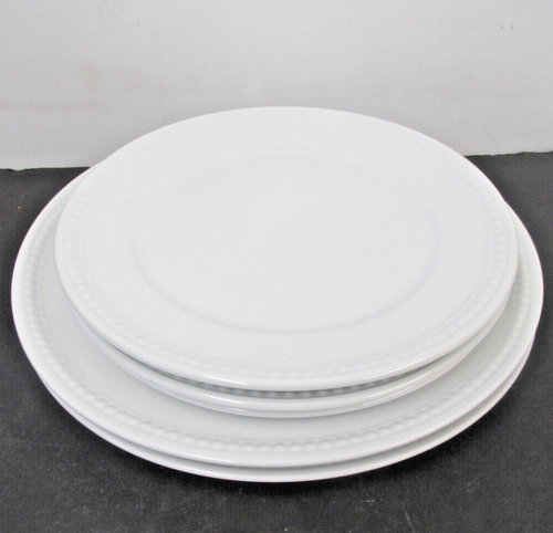 FITZ FLOYD PATTERN EVERYDAY WHITE BEADED 3 SALAD 2 DINNER PLATES LOT | eBay