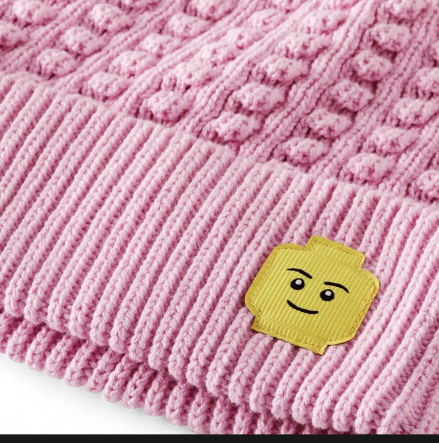 Lego X Target Youth One Size Pink Beanie Hat Knit Minifigure Patch ...
