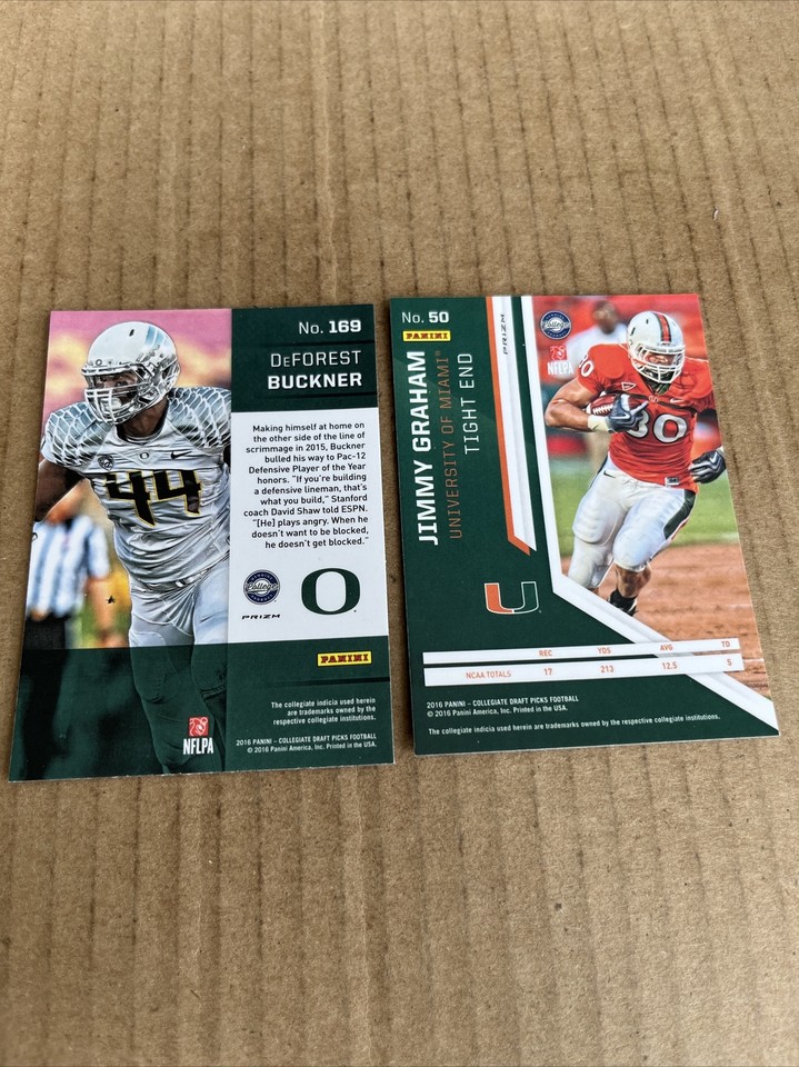 2016 Prizm Draft RED PARALLELS Deforest Buckner RC #169 & Jimmy Graham ...