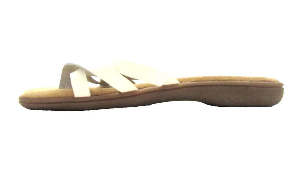 VTG GH Bass Co Sunjuns Strappy Flat THONGS Sandals LEATHER WHITE SHARON ...