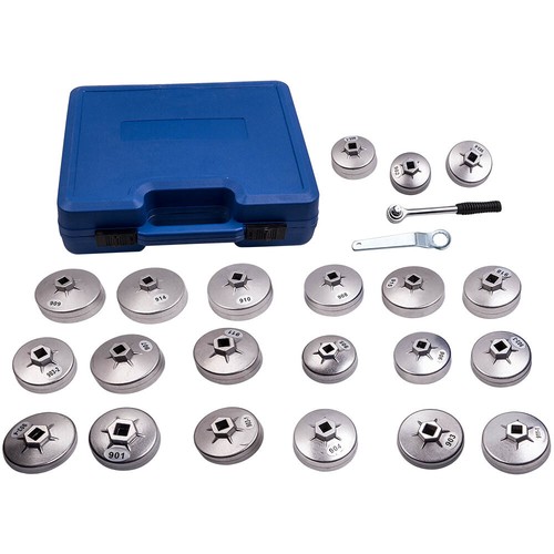 23PC Oil Filter Wrench Set Cap Type Aluminium Socket Removal Garage ...