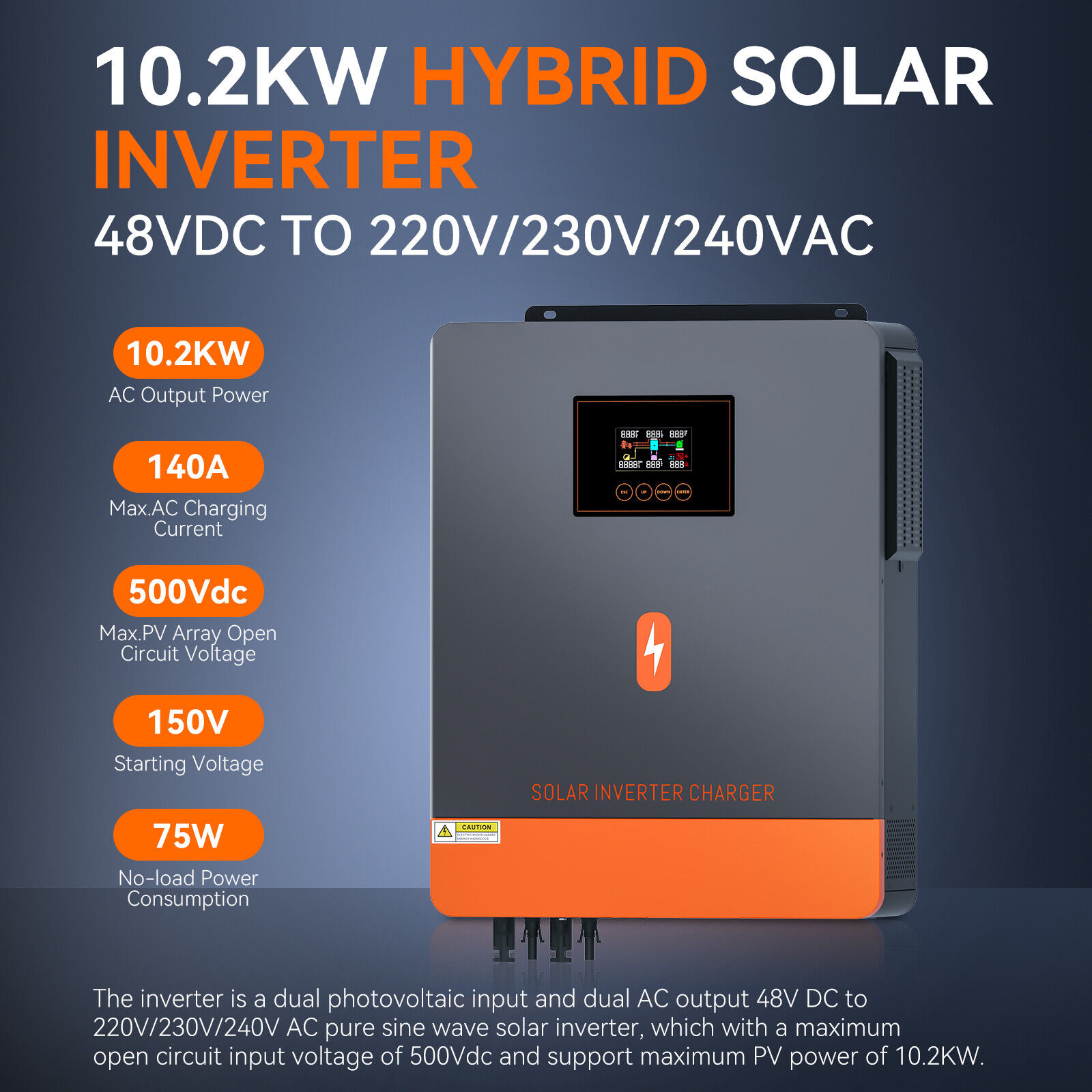 10200w 48v Solar Hybrid Inverter Off Grid 220v 180a Mppt Solar