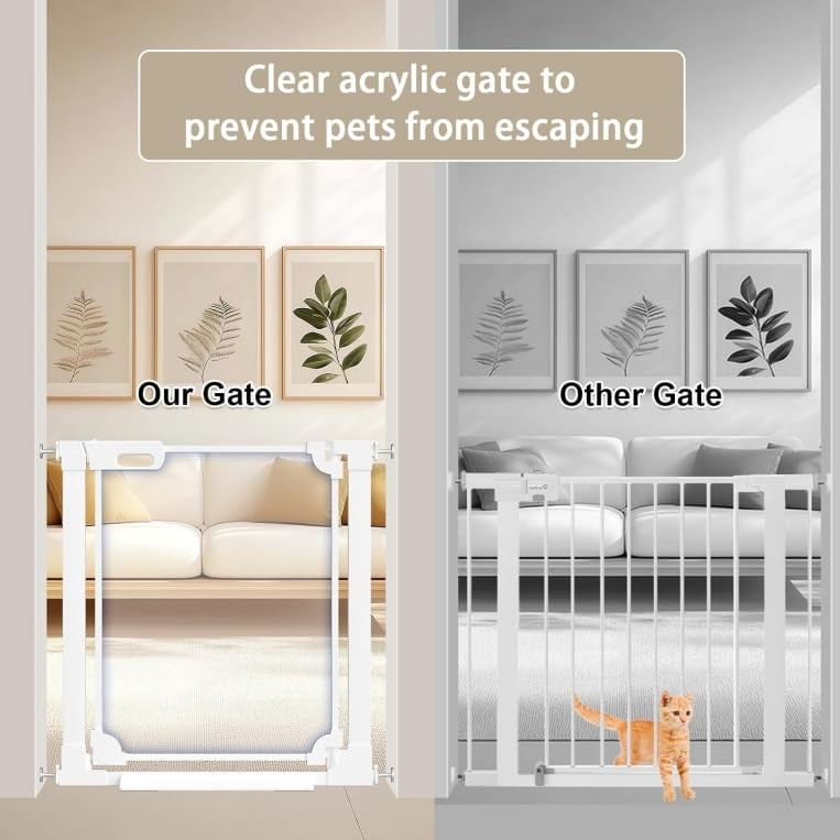Clear Baby Gate for Stairs Modern Design Acrylic Auto Close Pet Gate ...