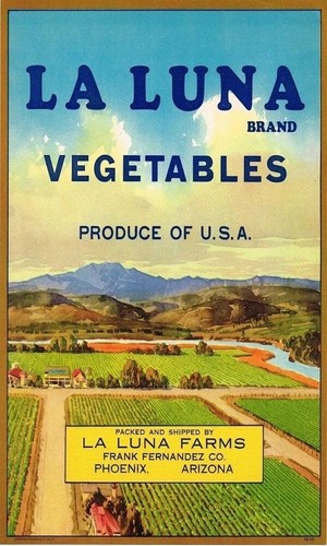 La Luna Brand Vegetables Phoenix Arizona Retro Canned Food Label Art ...