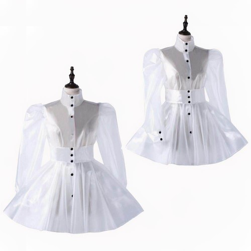 Maid Girl Sissy White clear PVC Unisex sexy Dress cosplay costumes ...