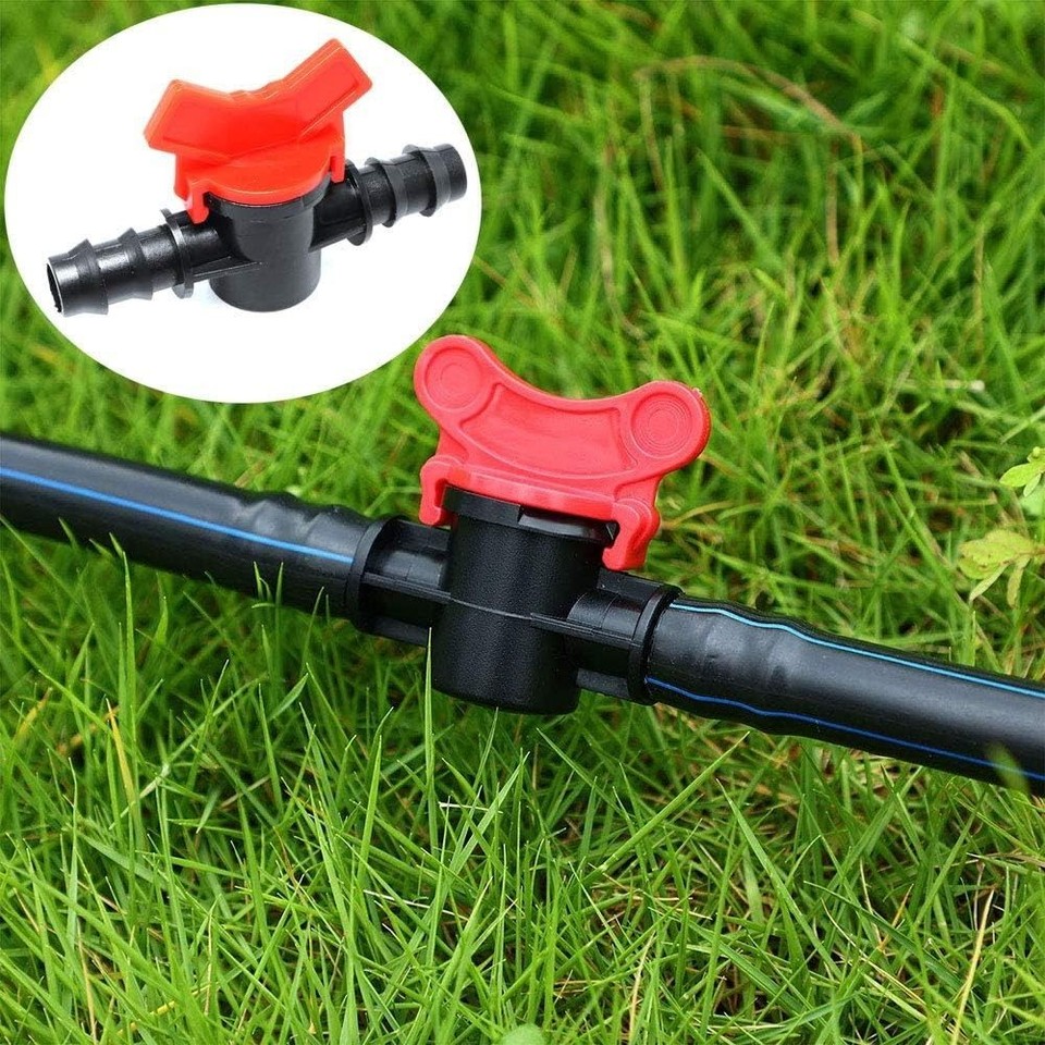 4PCS Plastic in-Line Ball Valve Red & Black Shut-Off Switch Water,Oil ...