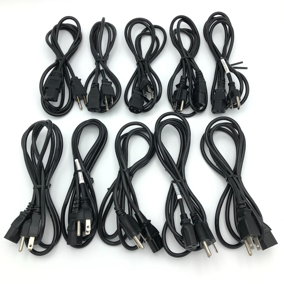 LOT 50 6ft High Quality 3 Prong IEC C13 AC Power Cord Laptop PC ...