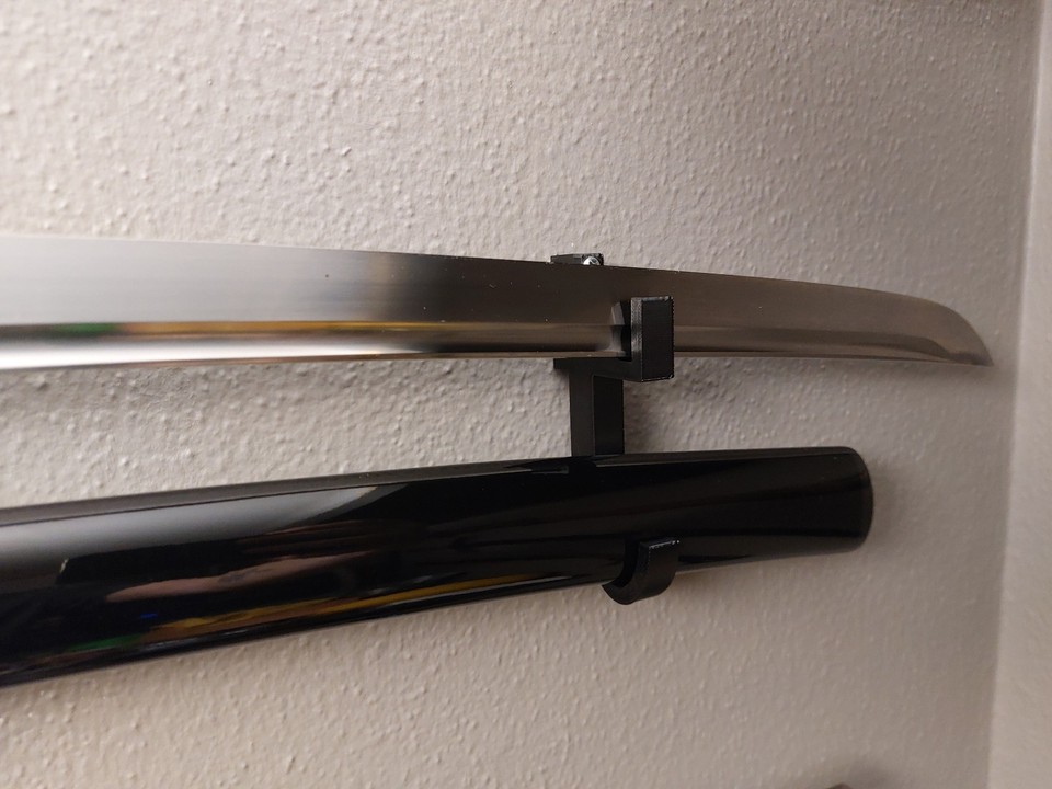 Katana Sword Wall Mount Display Stand, Black Brackets with Mounting ...