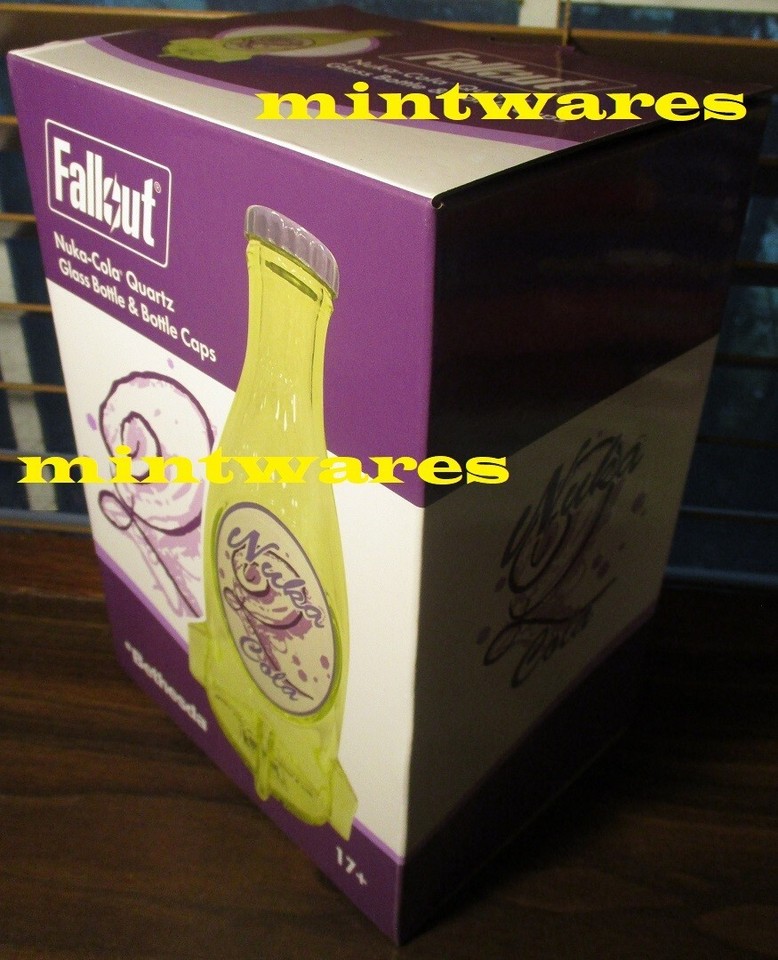 Fallout Nuka Cola Quartz Glass Rocket Bottle & 10 Caps Replica Official ...