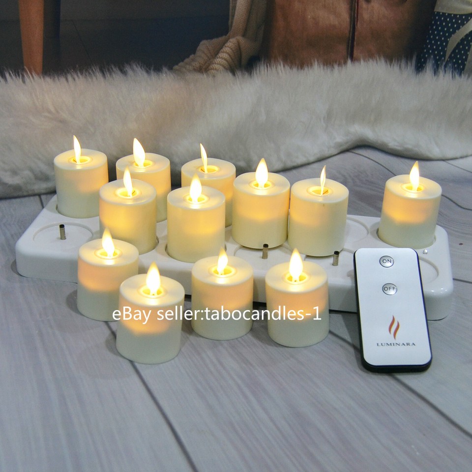 Luminara Rechargeable Tea Lights Moving Flicker Flameless Led Candles ...