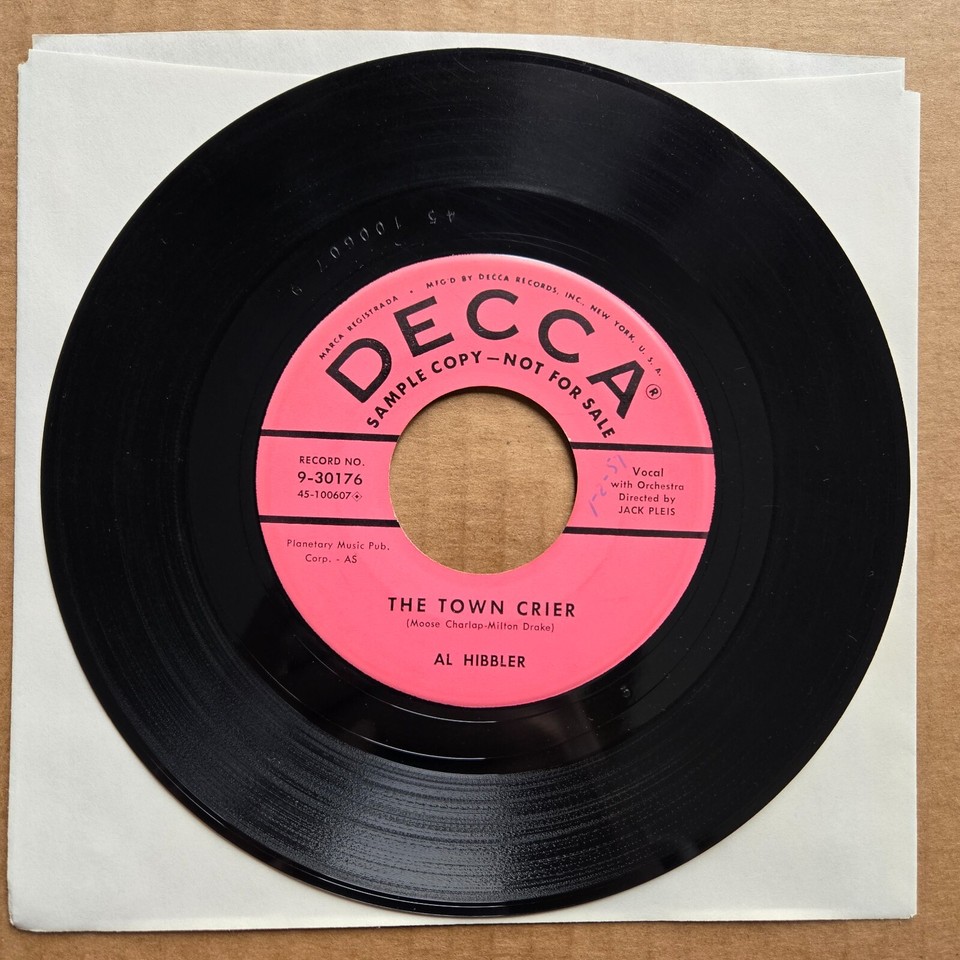 AL HIBBLER Trees/The Town Crier DJ PROMO 45 7" POP Decca Record Vinyl ...