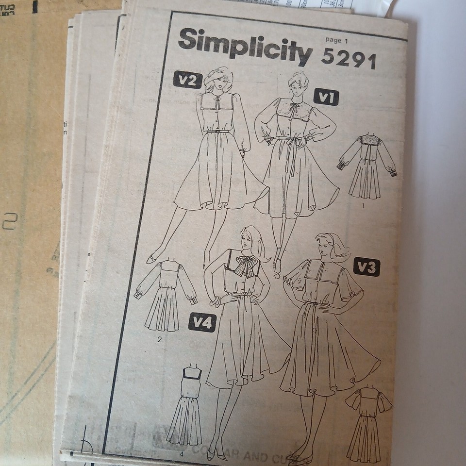 Simplicity 5291 Puritan Collar Variation Dress Pockets Miss 6-8 VTG ...