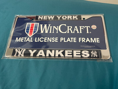 N.Y Yankees License Plate Frame Laser Cut Embossed Chrome Metal MLB | eBay