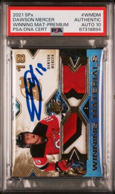 Dawson Mercer RC 2021 SPx Winning Materials /25 Signed Jersey PSA 10 ...