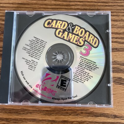 eGames Card & Board Games CD ~Version 1.1 ~ Single Disc~ Windows 95/98 ...