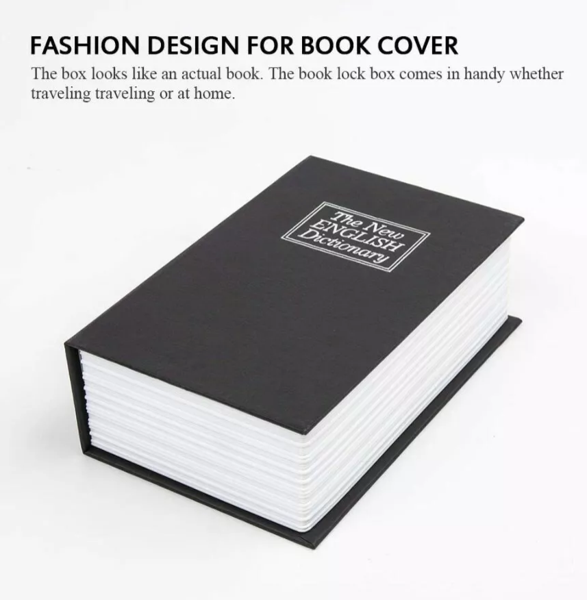 Safe Lock Box Book Vault Metal Fire Proof Secret Money Hidden Gun Cash ...