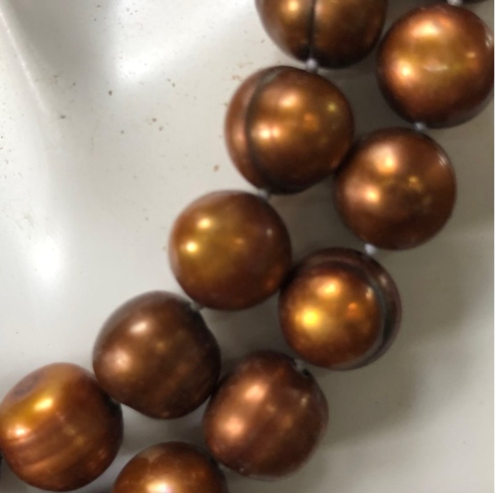 Double Strand Chocolate Brown Semi-baroque Pearls. - Gem