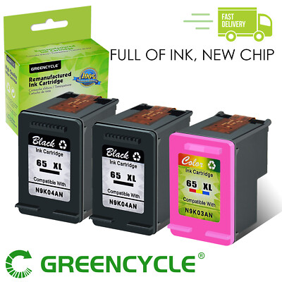 65XL 2PK Black 1PK Color Ink cartridge for HP Deskjet 2633 2632 2655 ...