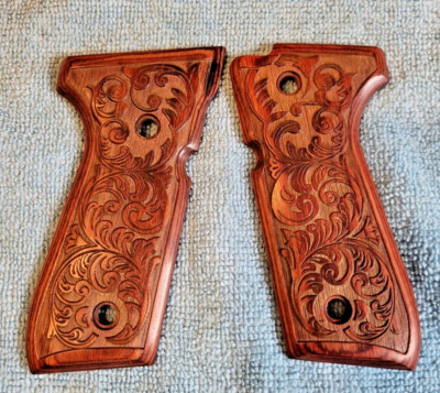 Beretta 92F 92FS 92/96 M9 Rosewood Scroll Engraved Pistol Grips with ...