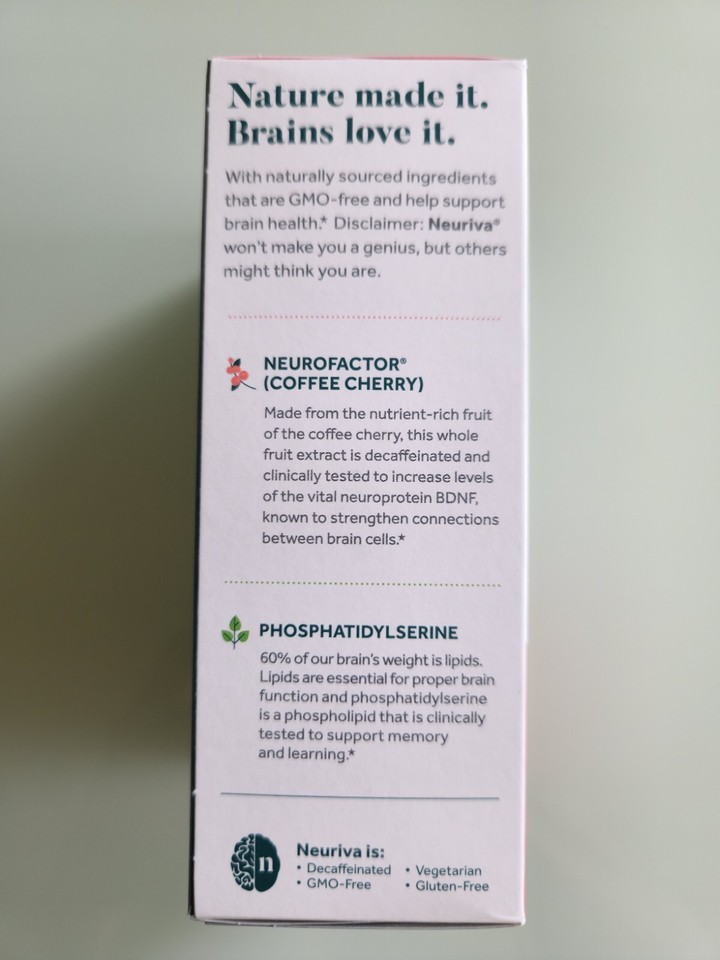 Neuriva Brain Health Original 5 Fuel for Memory Focus Concentration 45 ...