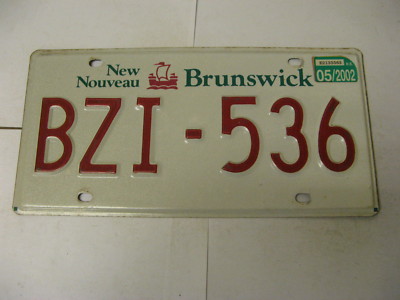 2002 02 New Brunswick NB Canada License Plate BZI-536 | eBay