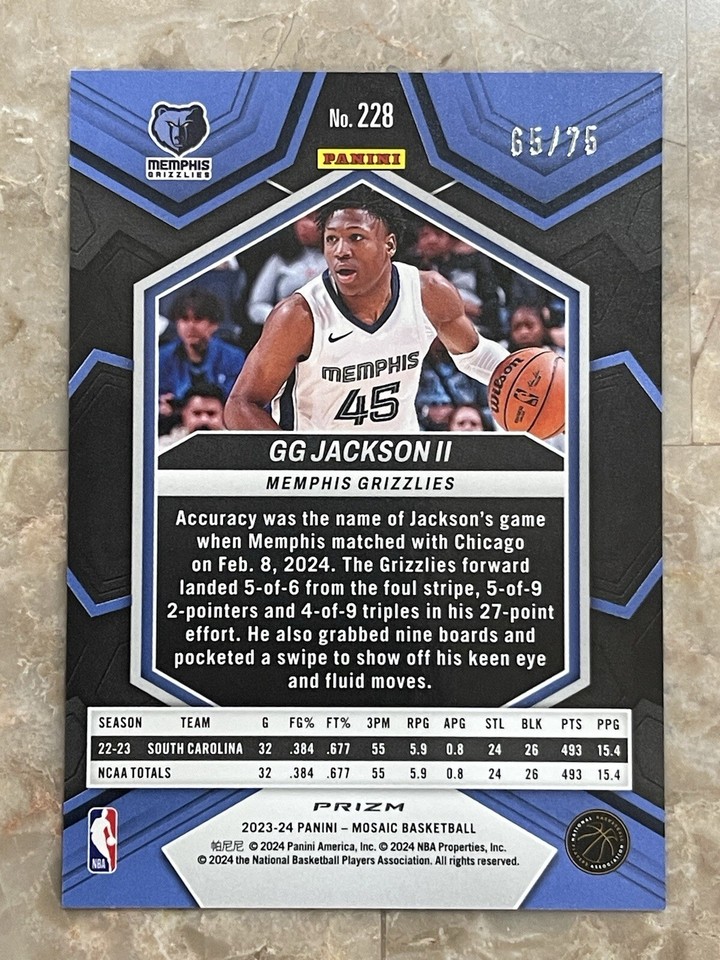 GG Jackson II 2023-24 Panini Mosaic Teal Mosaic /75🔥🔥 | eBay
