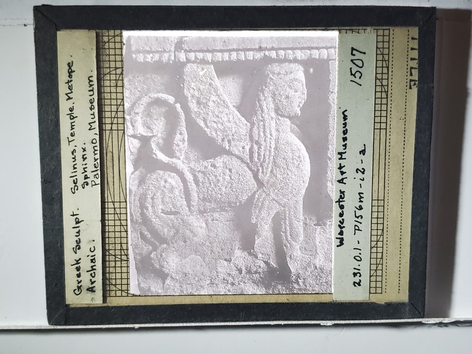 Sphinx, Metope, Selinus Temple, Sicily, Italy, Magic Lantern Glass ...