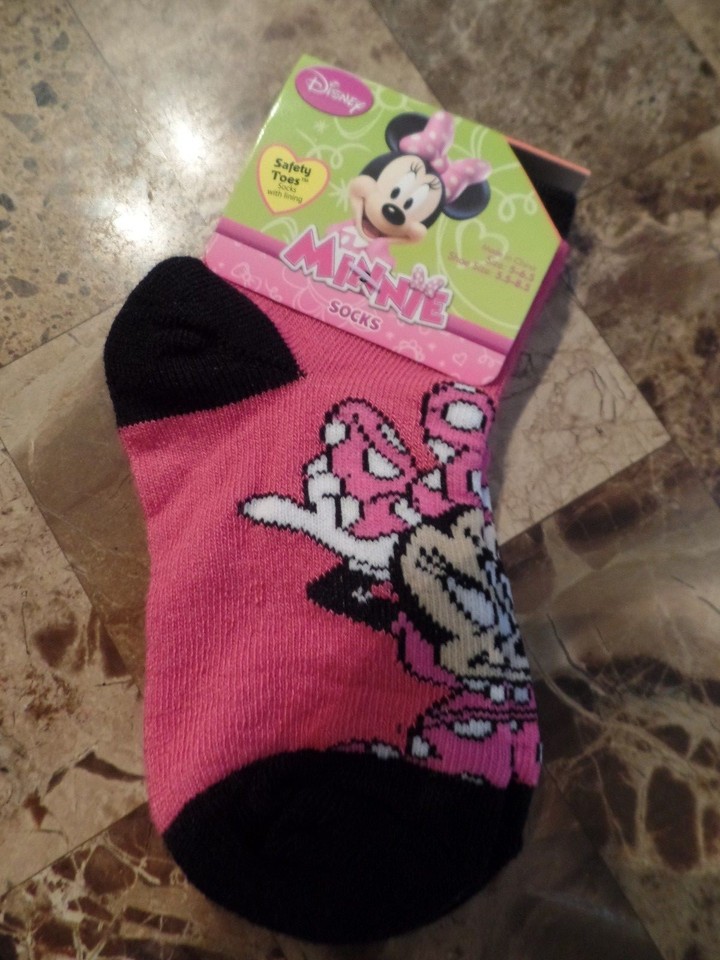 NEW baby girls DISNEY MINNIE MOUSE SOCKS shoe size 1-5 stretchy SAFETY ...