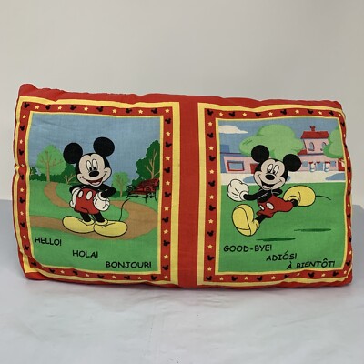 Disney Mickey Mouse Hello Good Bye Pillow Hola Adios Bonjour A Bientôti ...