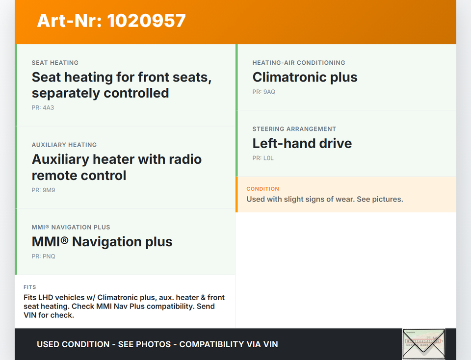 operation unit Control Unit Heater Climate Control Panel for Audi A5 8T ...