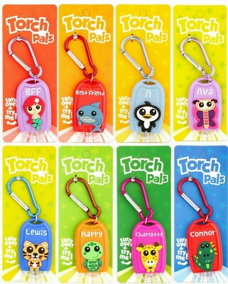 PERSONALISED TORCH PALS KEYRING CLIP TORCH BOYS GIRLS FAMILY LETTERS ...