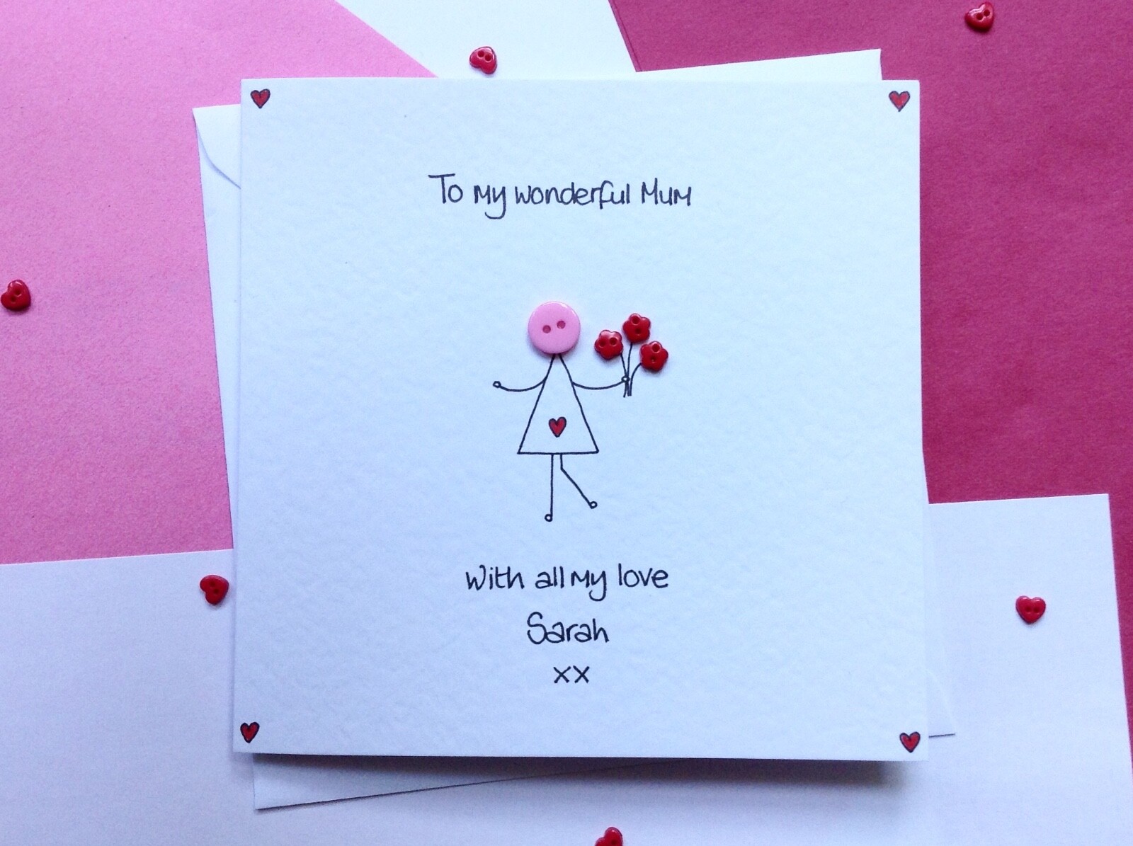 Personalised Handmade button Mothers Mother's Day card | eBay UK