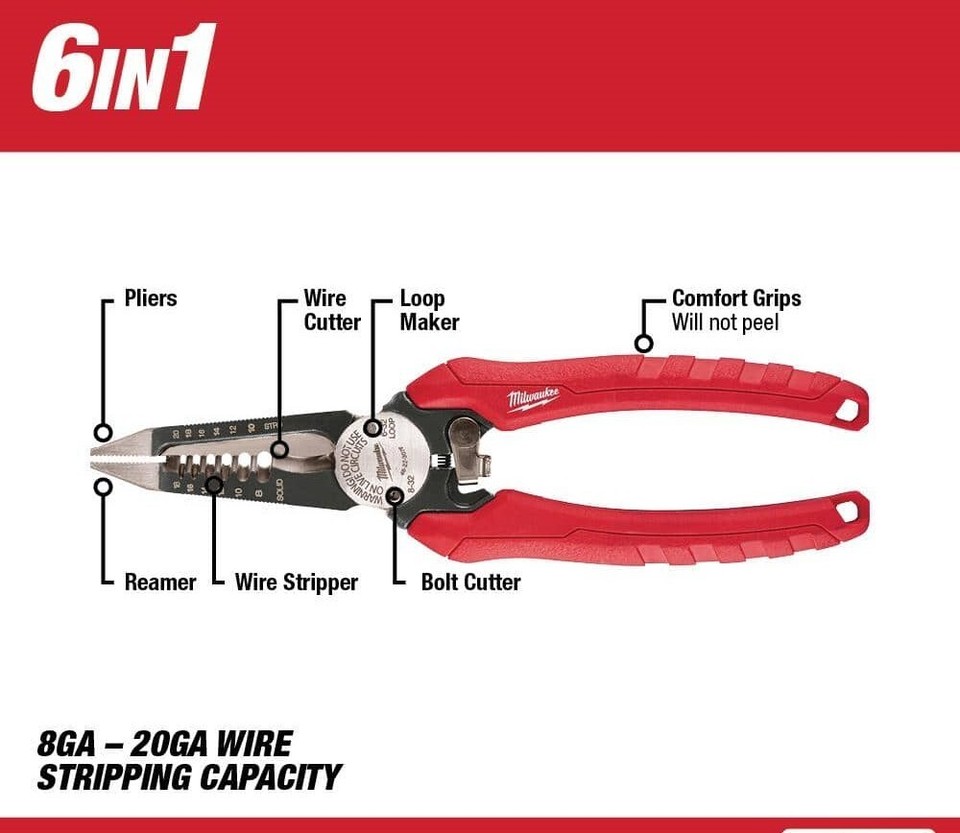 Milwaukee Electricians Wire Strippers Pliers 7.75" Combination 2-Pc ...