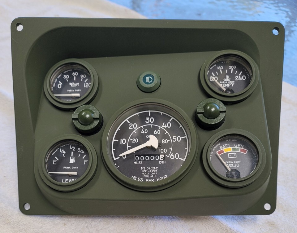 Dash Instrument Panel + 5 Assorted Gauges- Fits ALL HUMVEE- Green | eBay