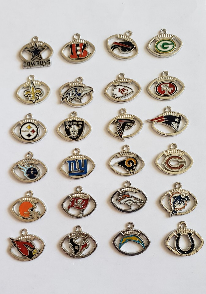 Sale lot of 2-6 pcs mixed Football shape enamel charms of NFL 32 ...