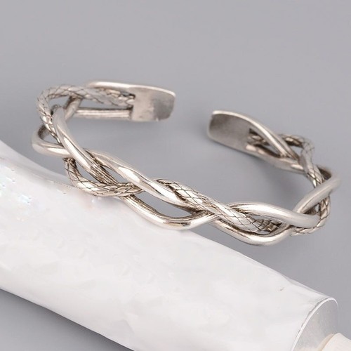 925 Sterling Silver Bracelet Vintage Creative Hollow Wavy Twist Design Bangles | eBay