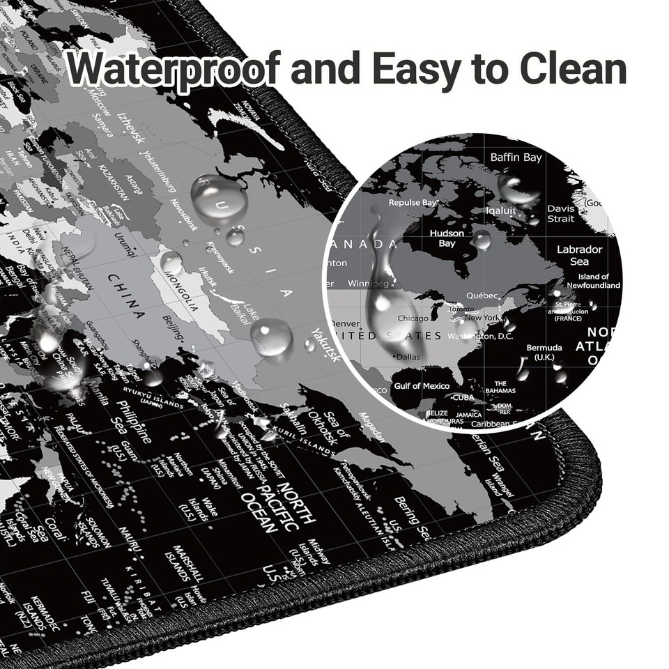 World Map Gaming Mouse Pad Large,XL Desk Pad Computer Game Desk Mat for ...