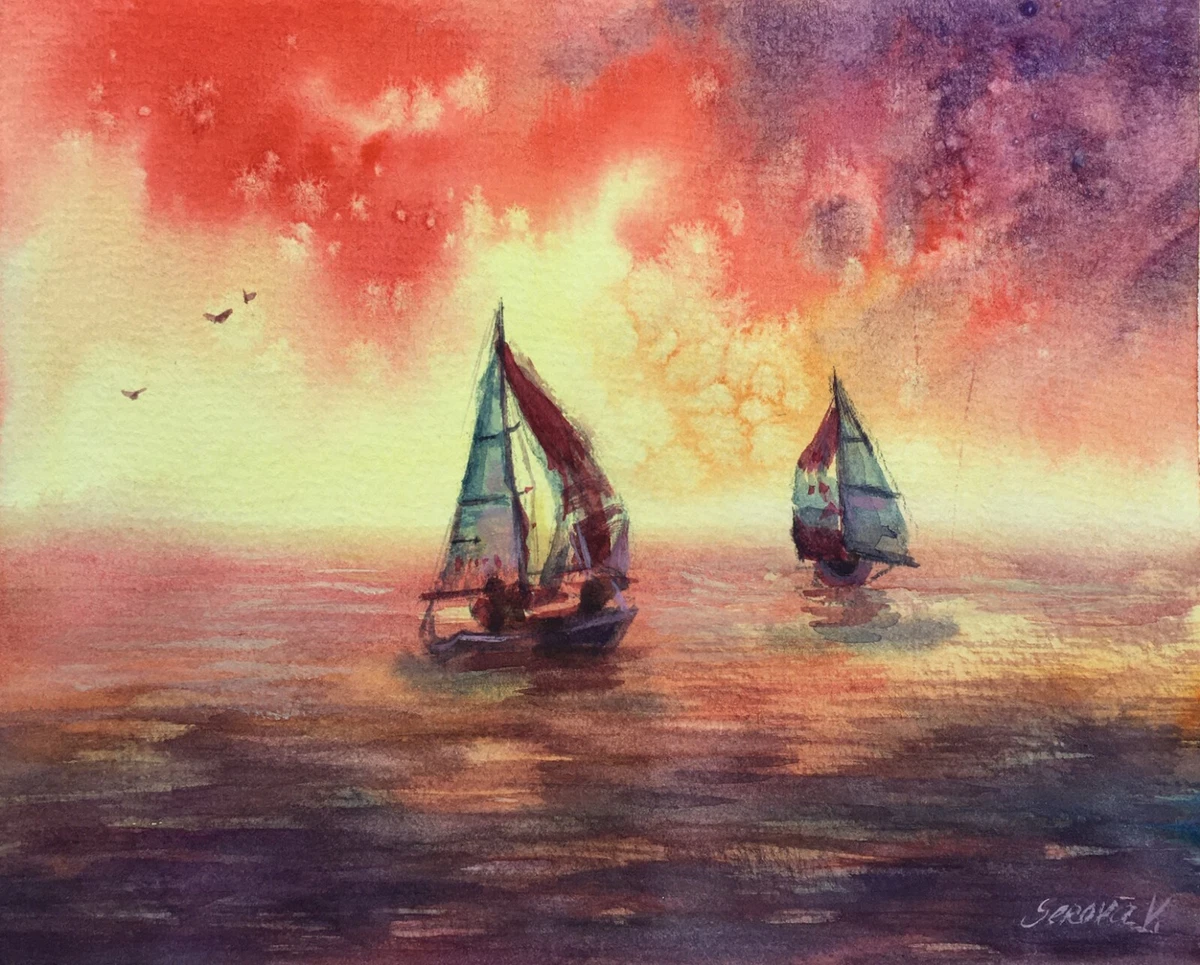 Small Watercolor Paintings Of Boats