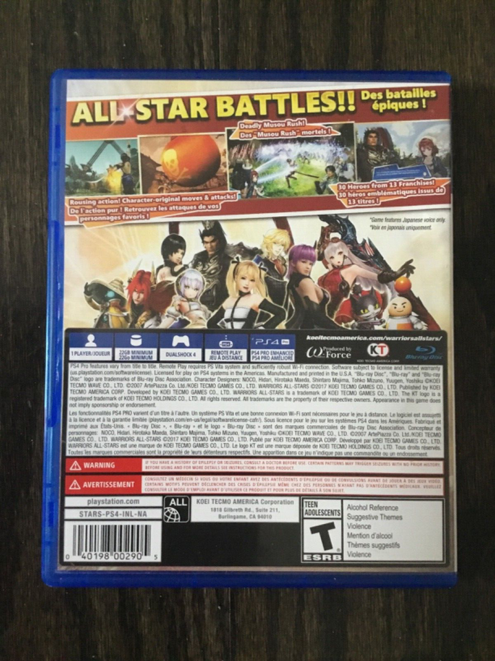 Warriors All-Stars (Sony PlayStation 4, 2017) PS4 - Works Tested ...