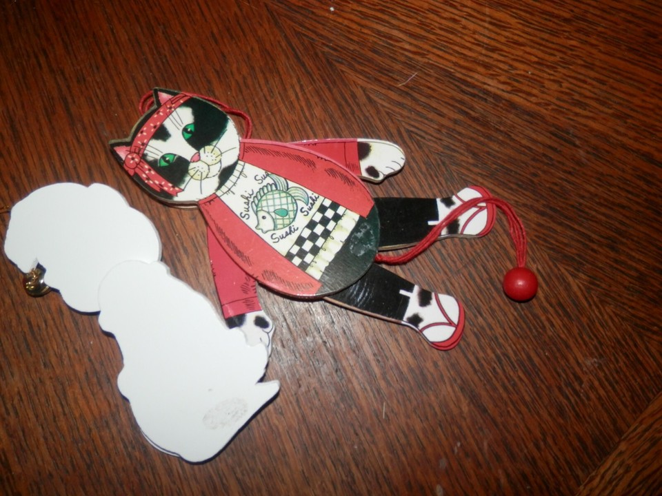 Vintage One Puppet Jumper, One Not Cat Wooden Christmas Tree Ornaments ...