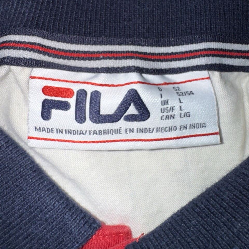 Fila Bjorn Borg White Line Blue Striped Tennis LONG SLEEVE Size Large ...