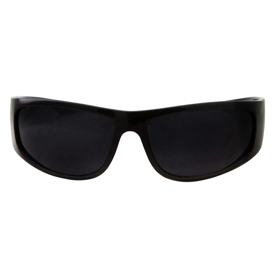 Super Dark Lens Black Sunglasses | Biker Style Rider | Wrap Around ...