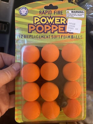 FOAM BALL REFILL PACK Rapid Fire Power Popper Ball Gun Toy Ammo 12 PCS ...