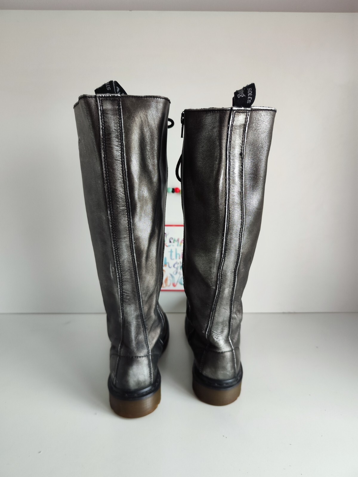 Dr Doc Martens 20 hole 12270 silver 1b60 knee high boots UK 6 EU 39 US8 | eBay UK