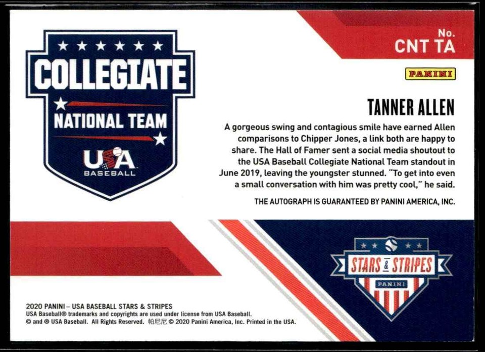 2020 Panini USA Stars & Stripes Tanner Allen Auto /499 USA #CNT TA | eBay