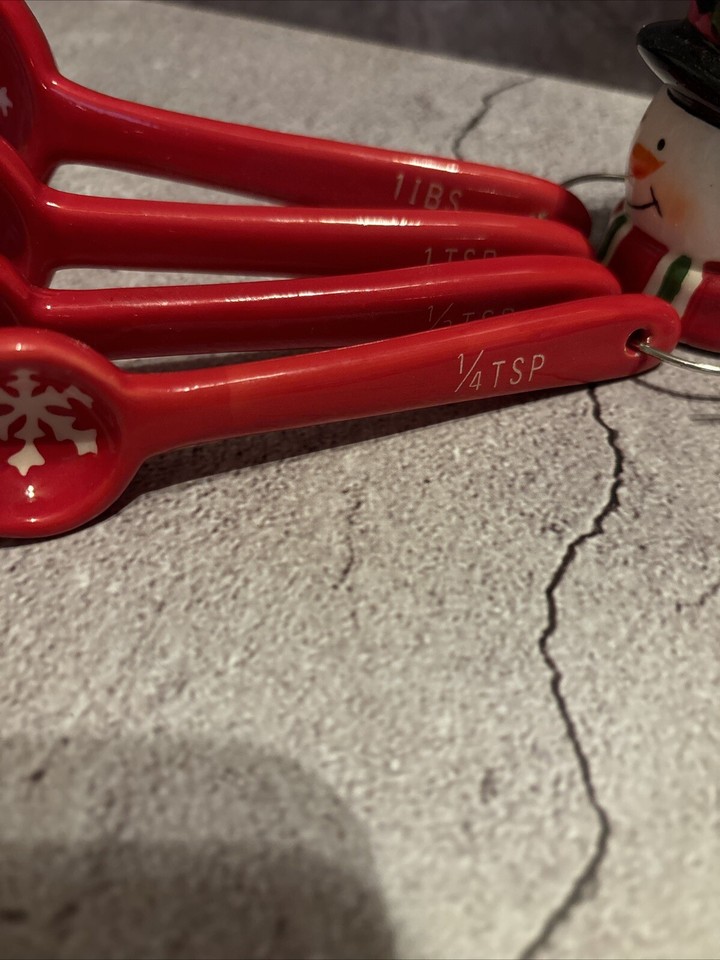 Snowman Ceramic Measuring Cup And Measuring Spoon Sets Preowned | eBay