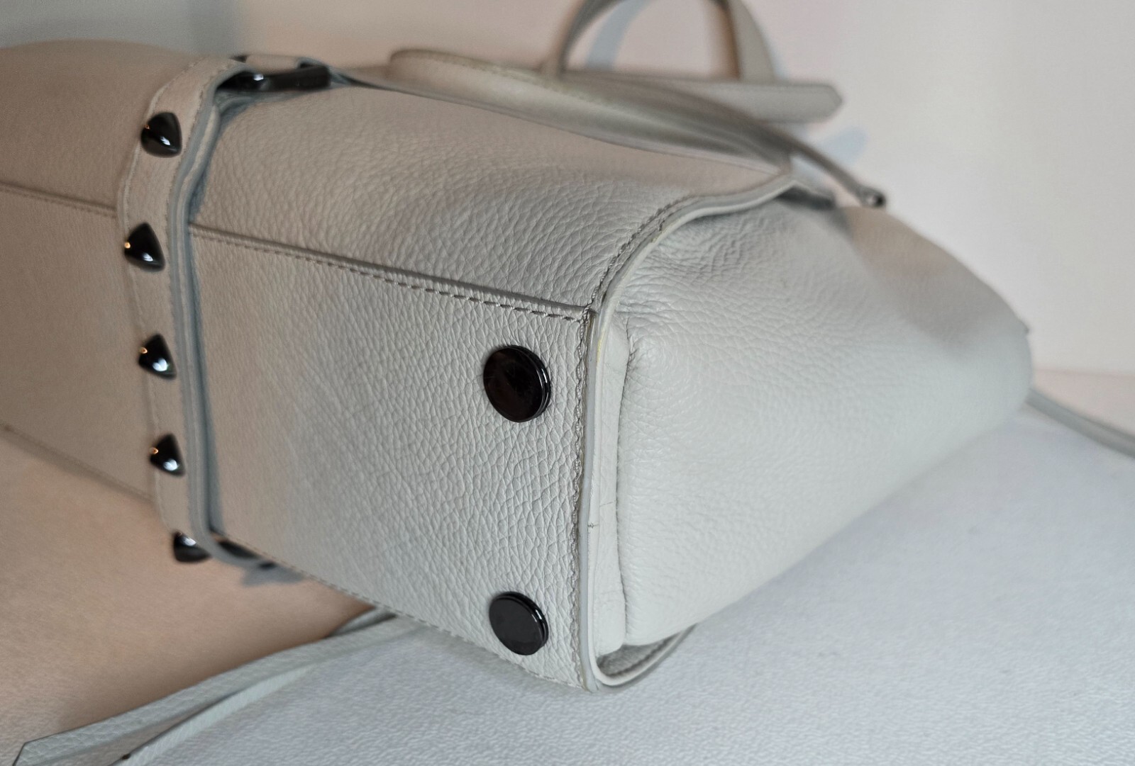 Botkier Trigger ANGLED Satchel Shoulder Bag Purse Light Grey Leather | eBay