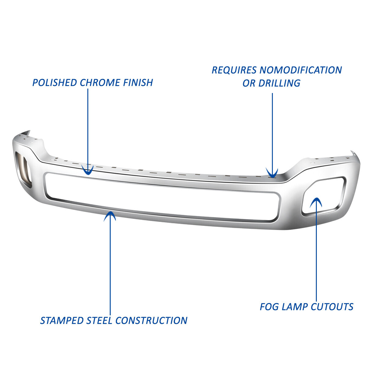 For 11-16 F-250 F-350 SD Steel Front Bumper Face Bar w/ Fog Lamp Cut ...