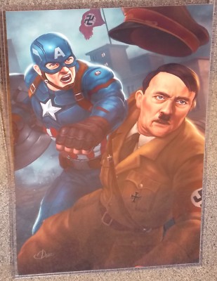 Captain America vs Hitler Glossy Art Print 11 x 17 In Hard Plastic ...